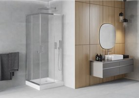 Mexen Rio, čtvercový sprchový kout 70 x 70 cm, 6mm čiré sklo, chromový profil + bílá sprchová vanička RIO, 860-070-070-01-00-4510
