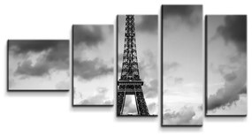 Sablio Obraz - 5-dílný Eiffelova věž a červené auto - 100x60 cm