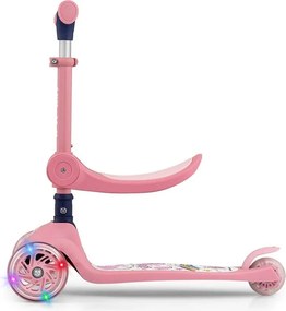 Tříkolová balanční koloběžka-scooter se sedátkem FUZZY Milly Mally pink