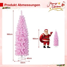 Costway 180 cm umělá tužka vánoční stromeček s 250 studenými bílými LED Slim