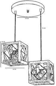 Stropní svítidlo ZIKZAK III habrové dřevo ořech/černé