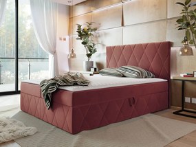Moderní boxspring postel Silena 140x200cm, růžová Magic Velvet