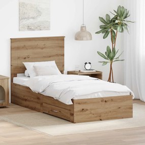 Rám postele s čelo Artisanový dub 90 x 190 cm Kompozitní dřevo 3409702
