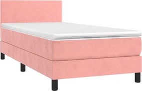 Box spring postel s matrací růžová 90x200 cm samet 3141166