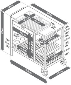 Tchibo - Grilovací vozík s polycementovou pracovní plochou - barva: černá