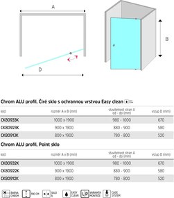 Mereo Mereo, Lima sprchové dveře pivotové, chrom ALU, sklo Point, CK80922K