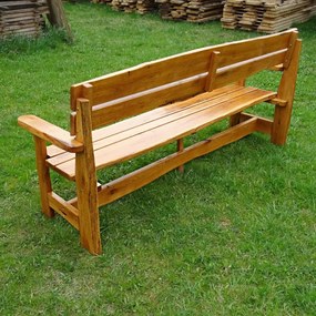 KULHÁNEK Zahradní lavice s područkami - rustikální Délka: 250 cm, Odstín nátěru: lazura - ořech