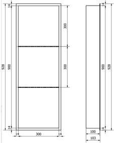 Mexen X-Wall-R, polička na zapuštění na obklad s límcem 90 x 30 cm, bílá, 1920903010S