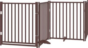 Zábrana pro psy s dvířky skládací 10 panelů hnědá 800 cm topol 3155751