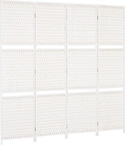 HOMCOM Skládací paraván se 4 panely 181x180 cm s policemi, dekorativní oddělovací příčka do ložnice, obývacího pokoje, kuchyně - Bílá | Aosom