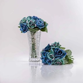Hedvábná umělá kytička z růží TEREZIE tmavě-modrá