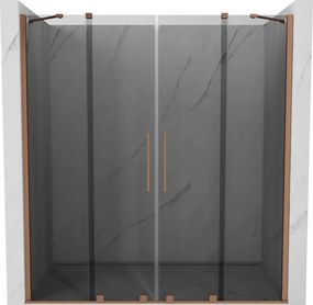 Mexen Velar Duo, posuvné sprchové dveře do otvoru 170 cm, 8mm šedé sklo, měděná matná, 871-170-000-42-65