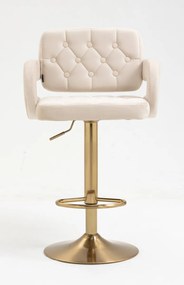 Barová židle STOCKHOLM na zlaté podstavě - krémový velur