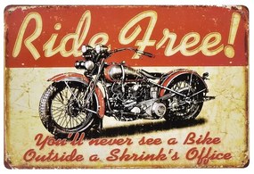 Kovová cedule Ride free motocykl