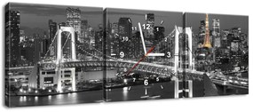 Gario Obraz s hodinami Most Tokyo Bay - 3 dílný Rozměry: 90 x 30 cm