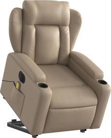 Elektrické zvedací masážní polohovací křeslo cappuccino koženka 3204571