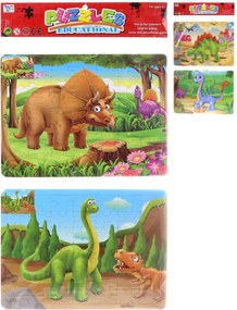 _Ostatní 1_ PUZZLE Dinosauři skládačka 2ks v rámečku 2x 49 dílků s omalovánkou 2 druhy 157727