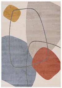 Moderní kusový koberec LUCY NP26A krémový žlutý šedý modrý Rozměr: 120x170 cm