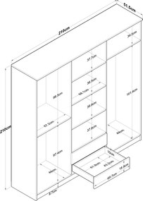 Šatní skříň BA 130 210 cm se zrcadlem ořech/bílá