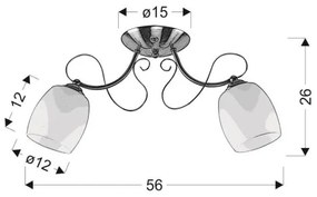 Přisazený lustr AMBA 2xE27/40W/230V
