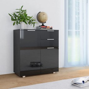 Příborník černý s vysokým leskem 71x35x80 cm kompozitní dřevo 283716