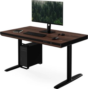 Elektrický psací stůl sit-stand se zásuvkou a bezdrátovou nabíječkou Qi černý/ořech, 1200 mm: ELLIS