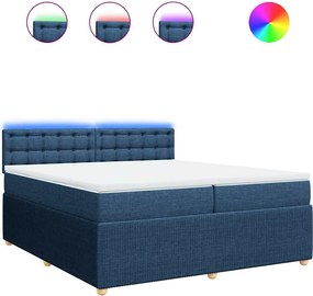 Box spring postel s matrací modrá 200x200 cm textil 3289883