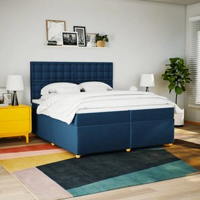 Box spring postel s matrací modrá 200x200 cm textil 3291407