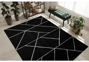 koberec EMERALD výhradní 7543 glamour, stylový geometrický černý / st velikost 140x190 cm | krásné koberce cz
