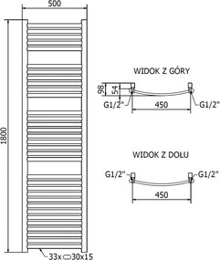 Mexen Helios, topné těleso 1800x500 mm, 671 W, zlatá lesklá, W103-1800-500-00-50