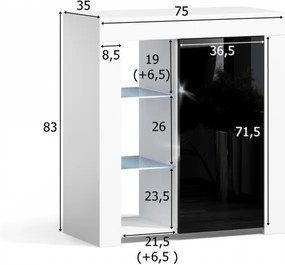Mazzoni MILA 1D LED skříňka bílá / burgund lesk