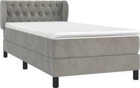 Box spring postel s matrací světle šedá 100x200 cm samet 3127655