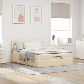 Osmanský postel s matrací krémově 140x200 cm textil 3311634