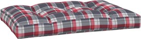 Poduška na palety červená károvaná 120 x 80 x 12 cm textil 314421