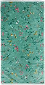 Pip Studio ručníky z bavlněného froté Les Fleurs, zelené (Luxusní ručníky z bavlněného froté v designu Les Fleurs v zelené barvě)