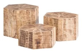 Set 3 konferenčních stolků  z masivu Karibik mangové dřevo