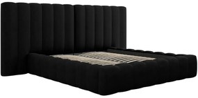 OnaDnes -20% Černá čalouněná dvoulůžková postel MICADONI Kelp 180 x 200 cm