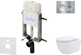 kielle Genesis New - Set předstěnové instalace, klozetu Oudee, Vortex Rimless+, sedátka softclose a tlačítka Gemini New I, lesklý chrom 30502SZ02