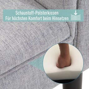 HOMCOM Čalouněná lavice Elegantní lavice do obývacího pokoje a předsíně, postelová lavice s válcovými bočnicemi, lněná látka, světle šedá| Aosom