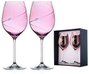 Diamante sklenice na červené víno Silhouette City Pink s krystaly Swarovski 470 ml 2KS