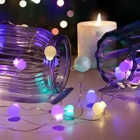Solight 1V273 LED vánoční řetěz barevné koule / 20x LED / 2x AA / 2m
