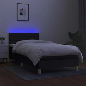 Box spring postel s matrací a LED černá 90x190 cm textil 3133759