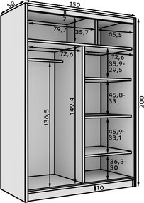 ADRK Furniture Posuvná skříň Calma 150