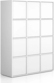 Kancelářská skříň FRAME, 12x dveře, 1299 x 450 x 1735 mm, PUSH-lock, bílá