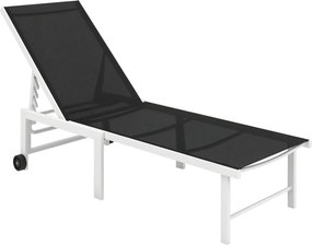 Outsunny Skládací Lehátko do Zahrady s Kolečky a Nastavitelným Opěradlem v 5 Úrovních, Nosnost 120 kg, pro Terasu, Balkon, 166x60x84 cm, Šedé | Aosom