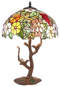 Stolní lampa Tiffany strom s květy a ptáčky Tree flower – 41x57 cm