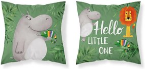 Detexpol Bavlněný povlak na polštář 40x40 Hello Little One hroch lev chameleon zelený oboustranný PSBA 16 B Mayamoo 26