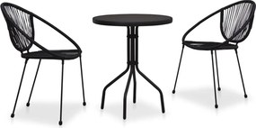 vidaXL 3dílný bistro set PVC ratan černý [48567]