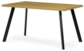 Autronic Jídelní stůl 140x85x75 cm, deska melamin, 3D dekor divoký dub, kovové nohy, černý mat HT-740 OAK