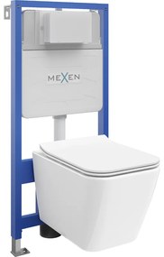 Mexen WC podomítkový set Felix Slim stojan s WC mísou Cube a pomalu padajícím sedátkem, Bílá - 61030924000